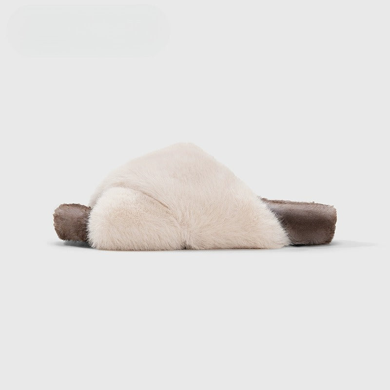 Two-Tone Plush Warm House Slippers for Women – Hello Slippers