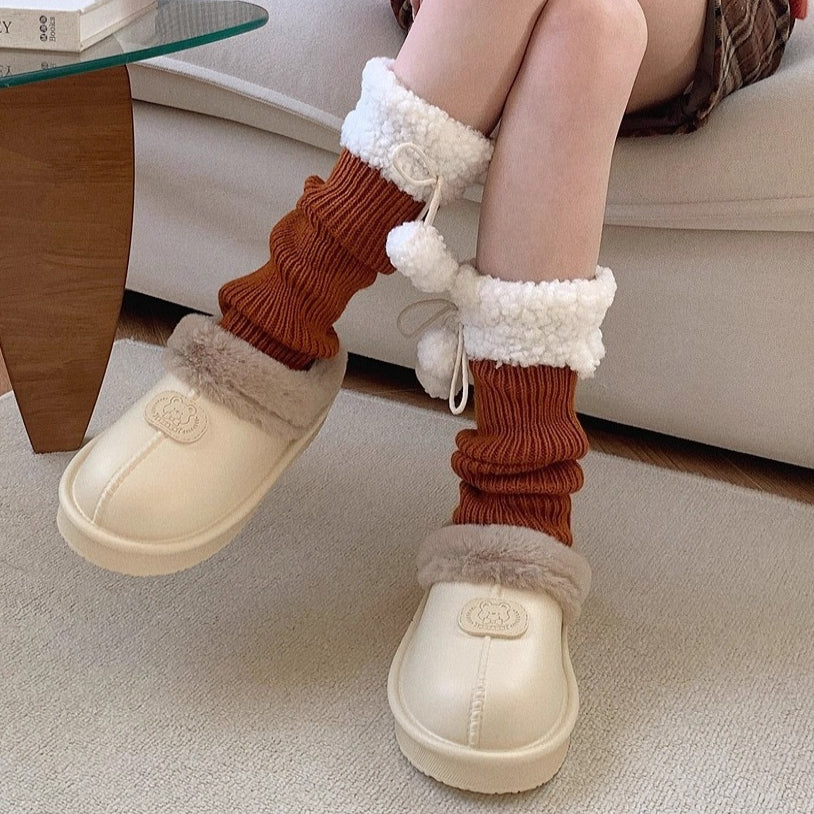 Plush-Lined Bear Patch House Slippers for Winter Comfort – Hello Slippers