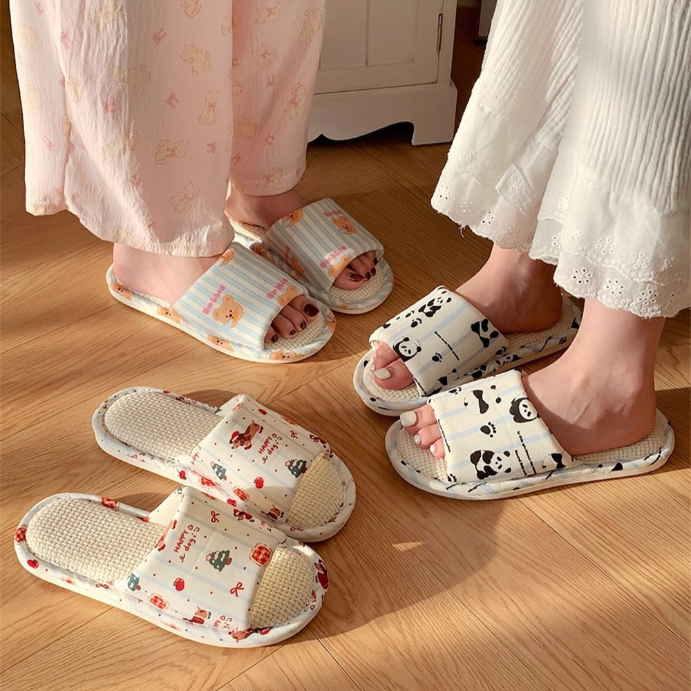 Breathable Striped Bear Slides with Woven Footbed for Women – Hello ...