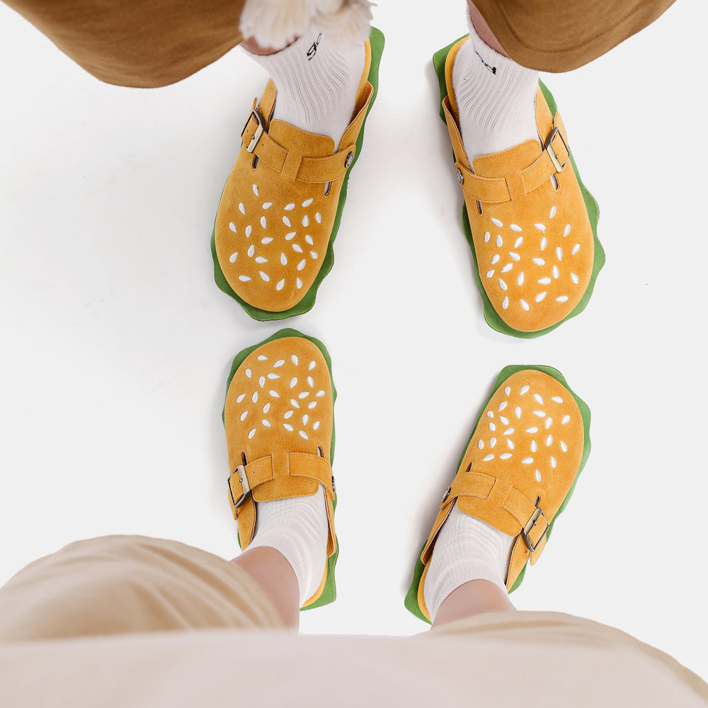 Burger Slippers: Burger-Themed Cork-Soled Mules for Everyday Wear ...