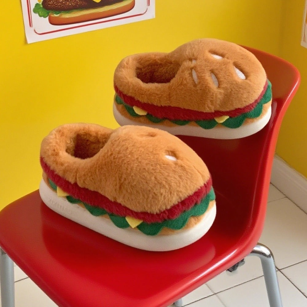 Toasty Burger Slippers – Cozy & Juicy Design for Fun-Loving Feet ...