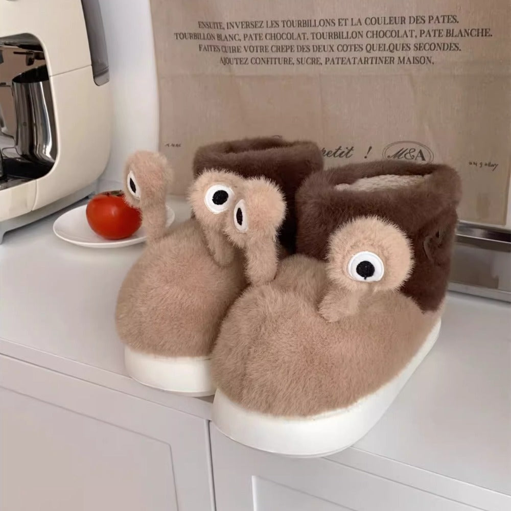 Big-Eyed Snail Boots – Fluffy Slippers with Adorable Popping Eyes ...