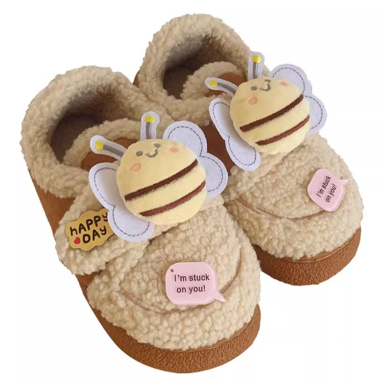 Bee Sherpa Slippers with Plush Lining & Anti-Slip Sole – Hello Slippers