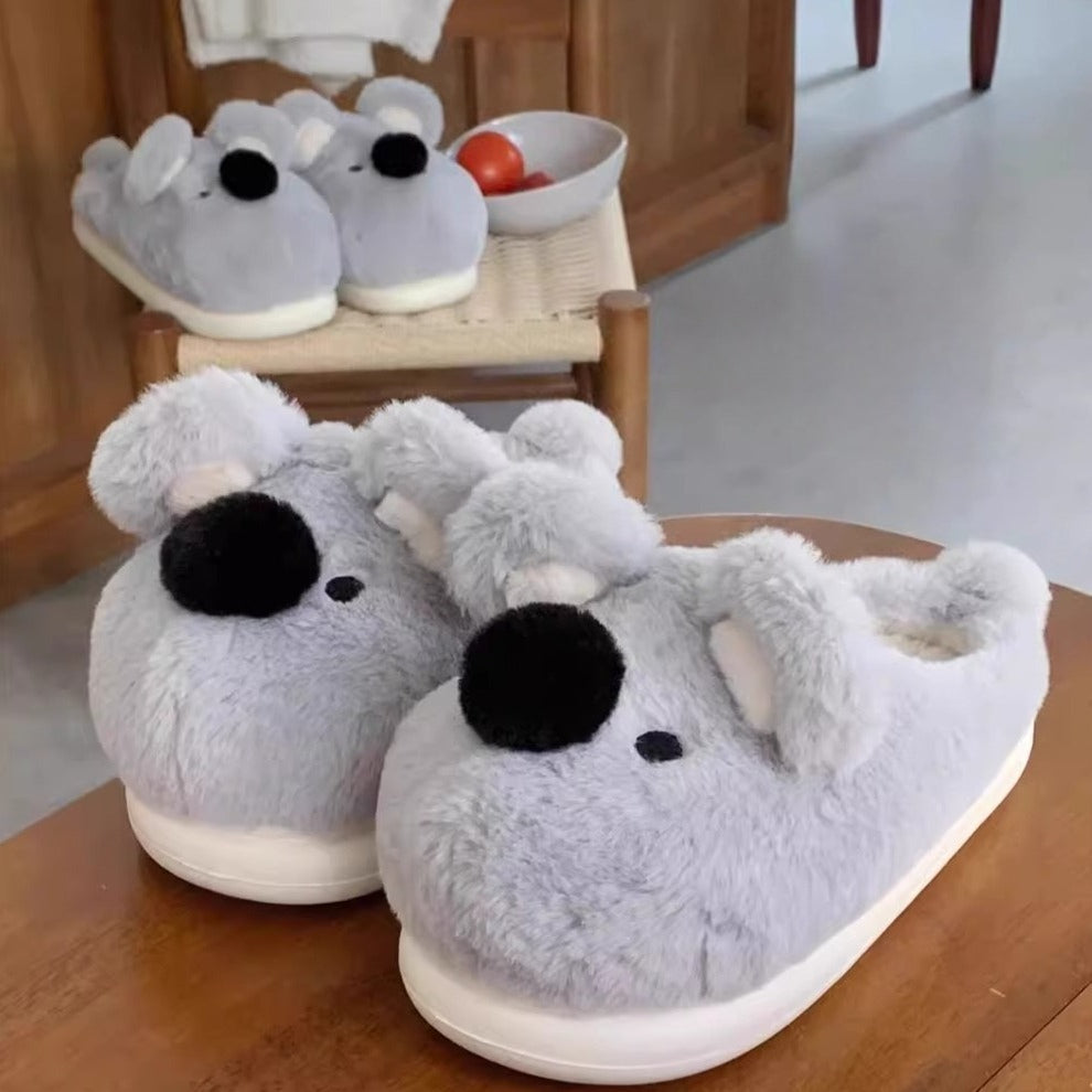 Koala plush house slippers for warm winter lounging – Hello Slippers