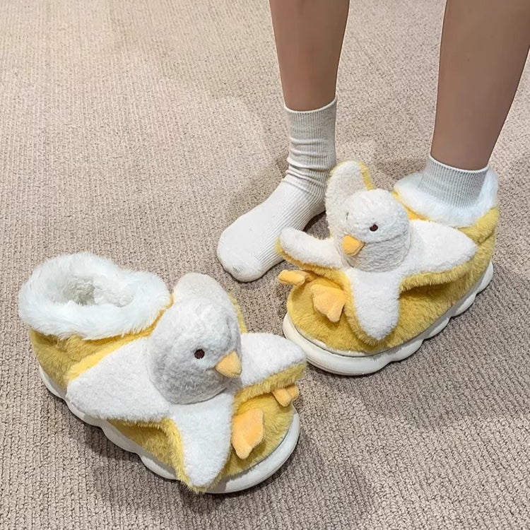 Whimsical Duck Plush Slippers - Warm Full Heel Winter Shoes – Hello ...