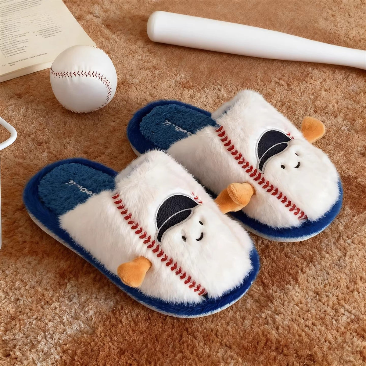 Baseball plush slippers with warm lining and anti-slip sole – Hello ...