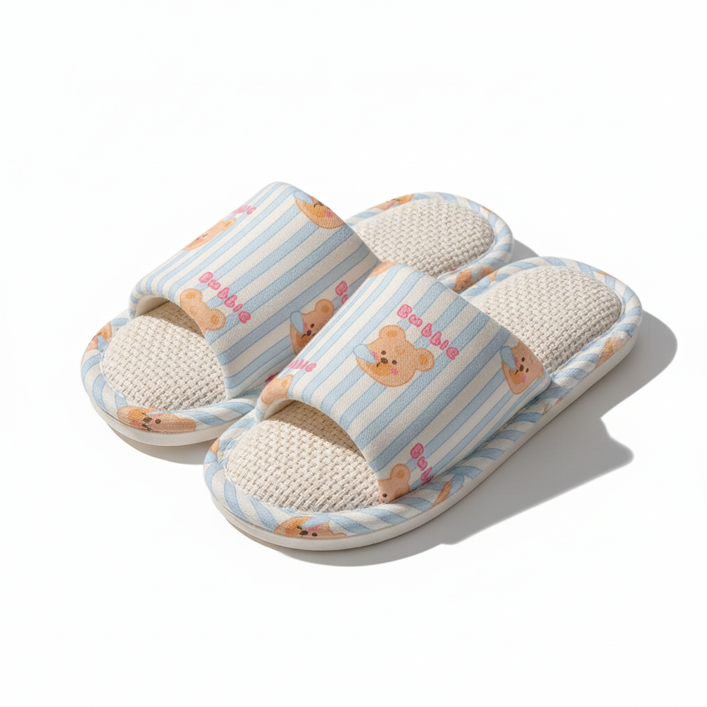 Breathable Striped Bear Slides with Woven Footbed for Women – Hello ...