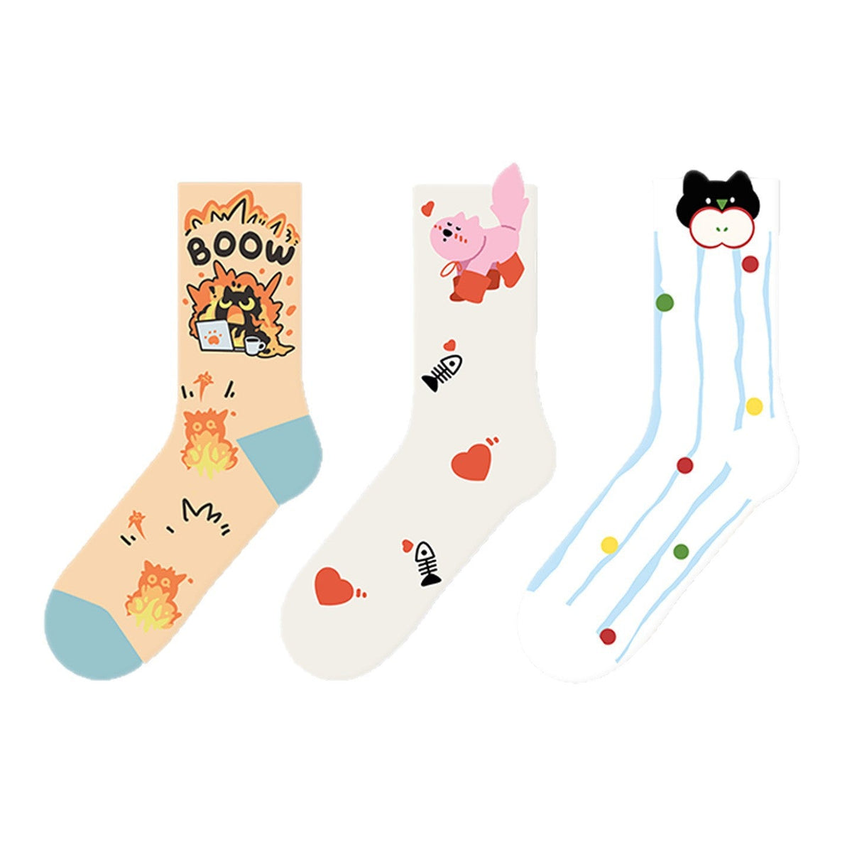 Funny Cartoon Cat Crew Socks Soft Cotton Novelty Hosiery – Hello Slippers