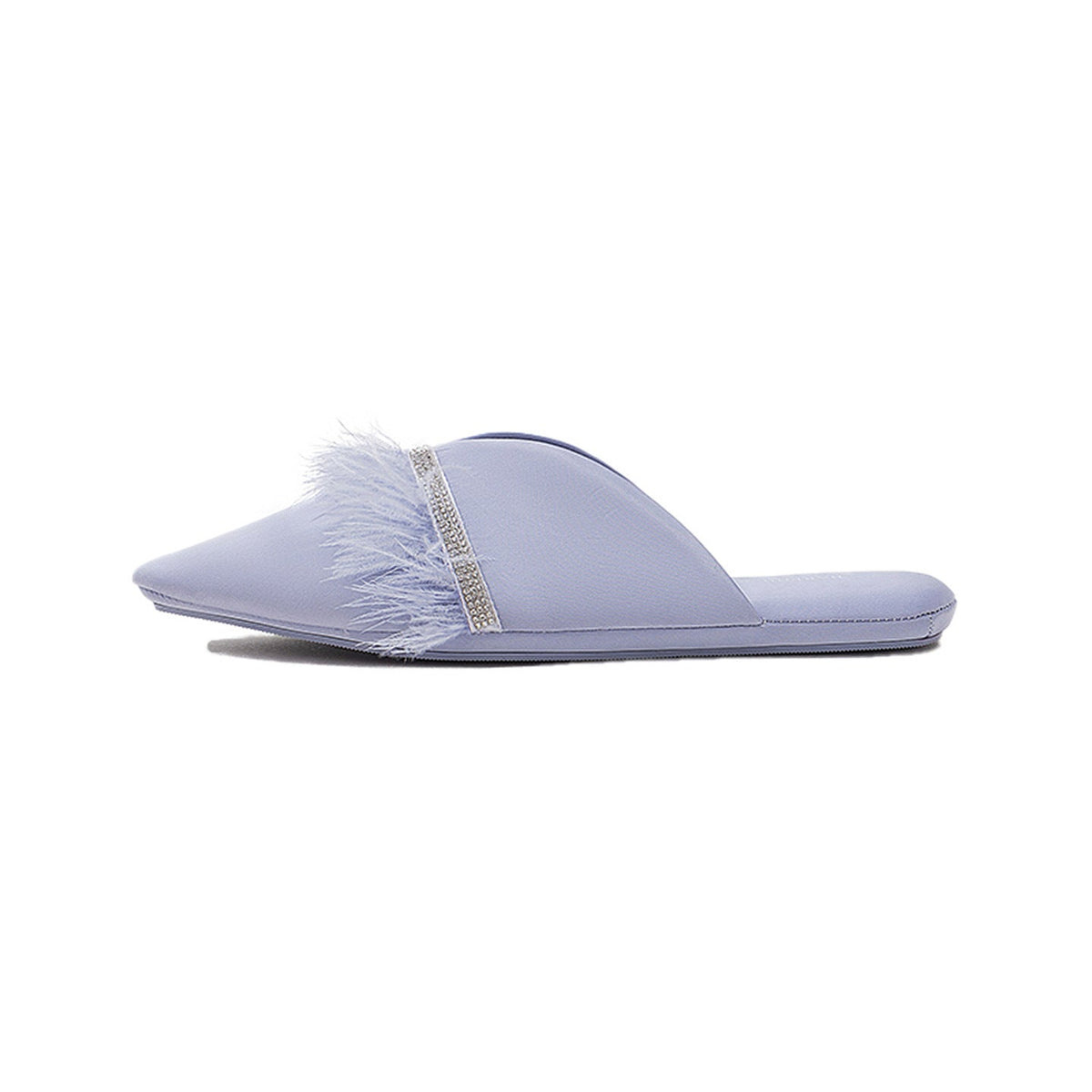 Women's Elegant Satin Slides with Rhinestone and Feather Detail – Hello ...