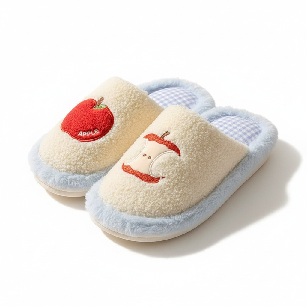 Women's Plush Apple House Slippers with Anti-Slip Sole – Hello Slippers