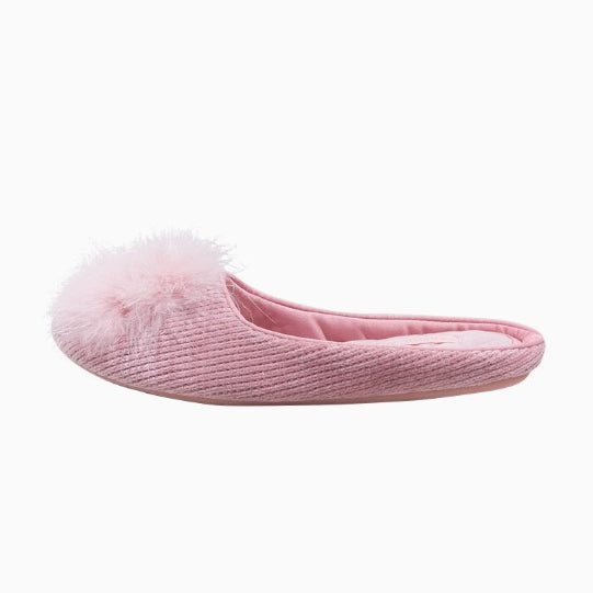 Pompom Plush Ballet Slippers for Women | Soft Anti-Slip – Hello Slippers