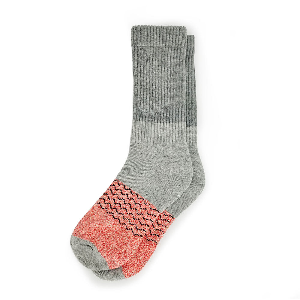 Tri-Block Calf Sock - Gray and Coral Pink – Hello Slippers