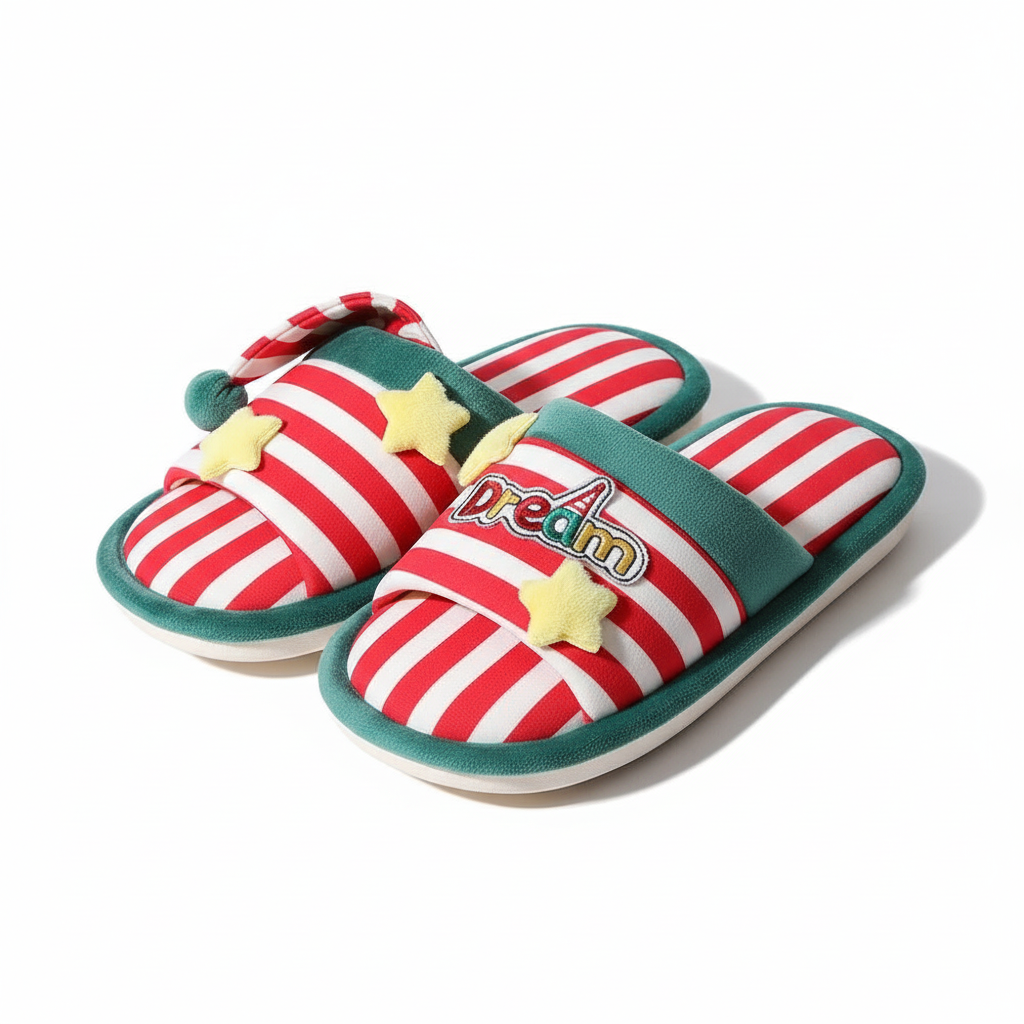 Contrast Stripe Star Patch Indoor Slippers – Hello Slippers
