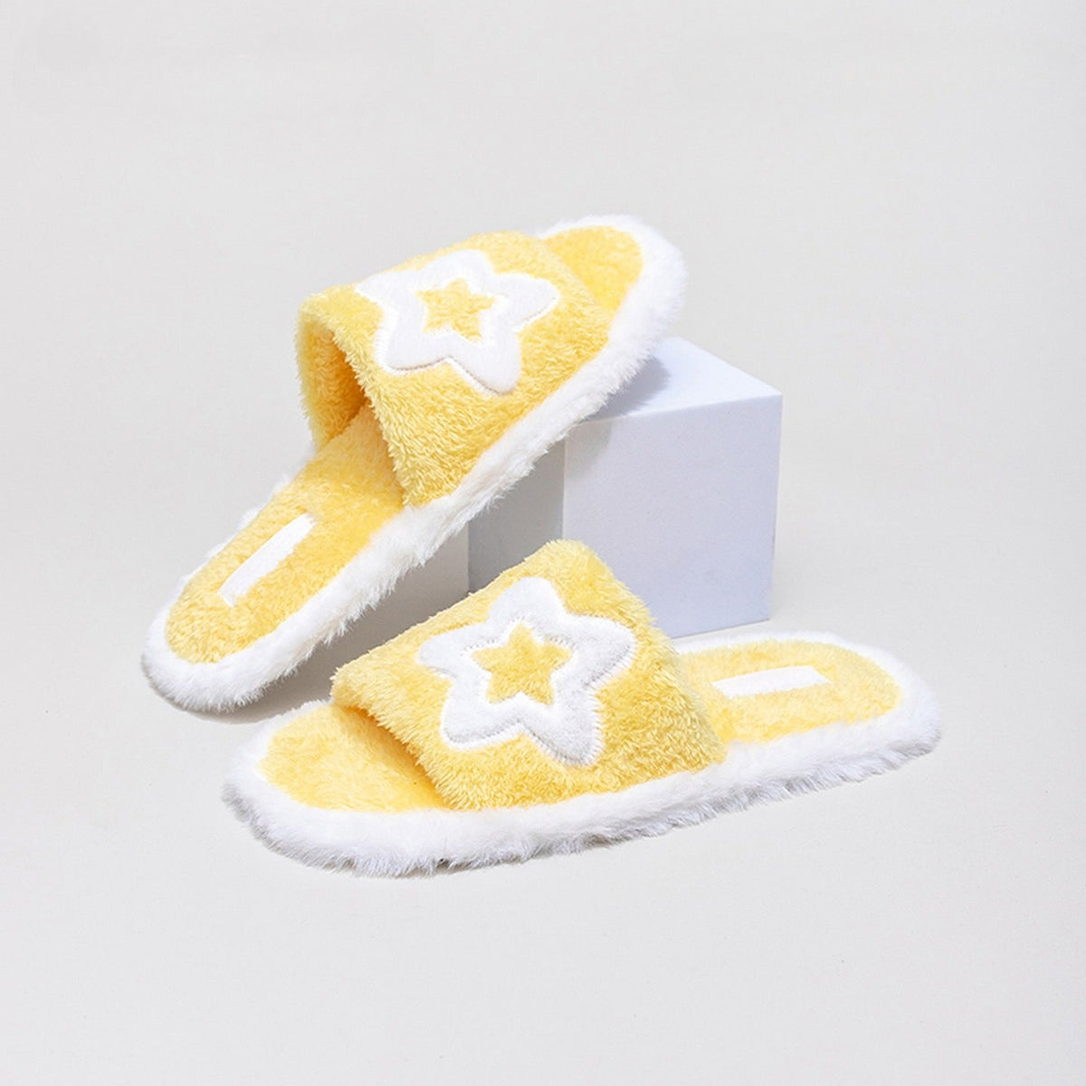 Star Design Fluffy Slides - Cozy Indoor Plush Slippers – Hello Slippers