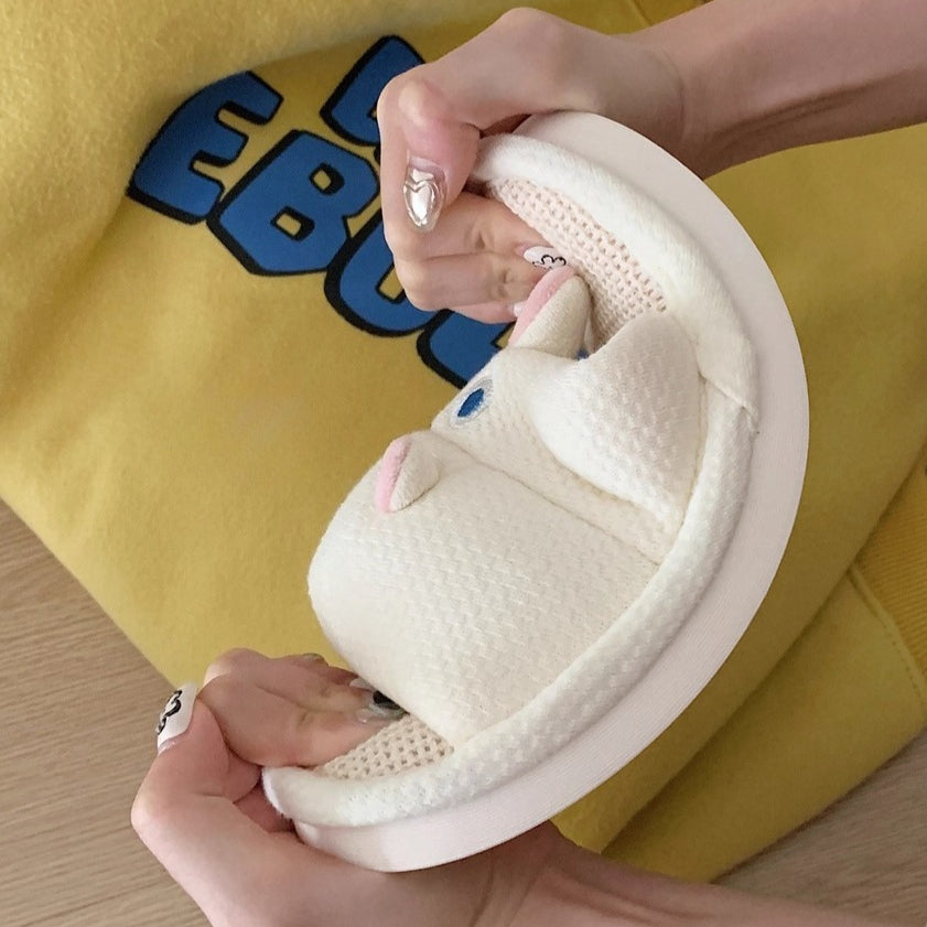 Breathable Hippo Linen Home Slides with Anti-Slip Sole – Hello Slippers