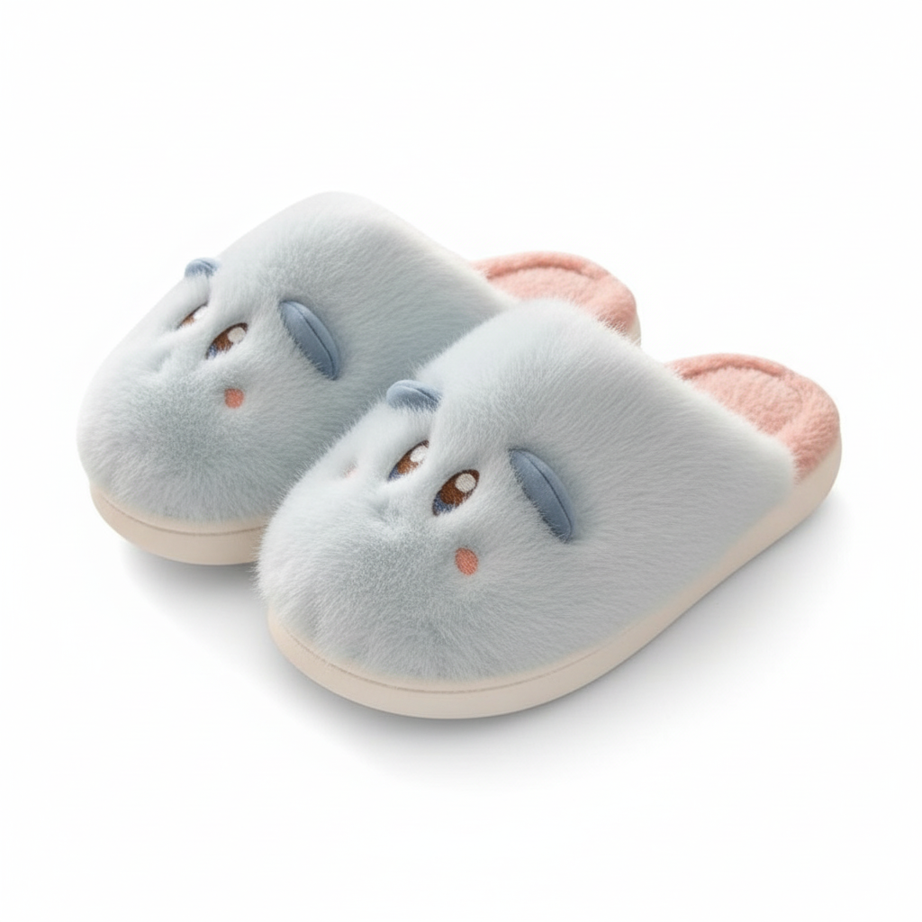 Playful Cartoon Plush Slippers - Warm Winter Indoor Footwear – Hello ...