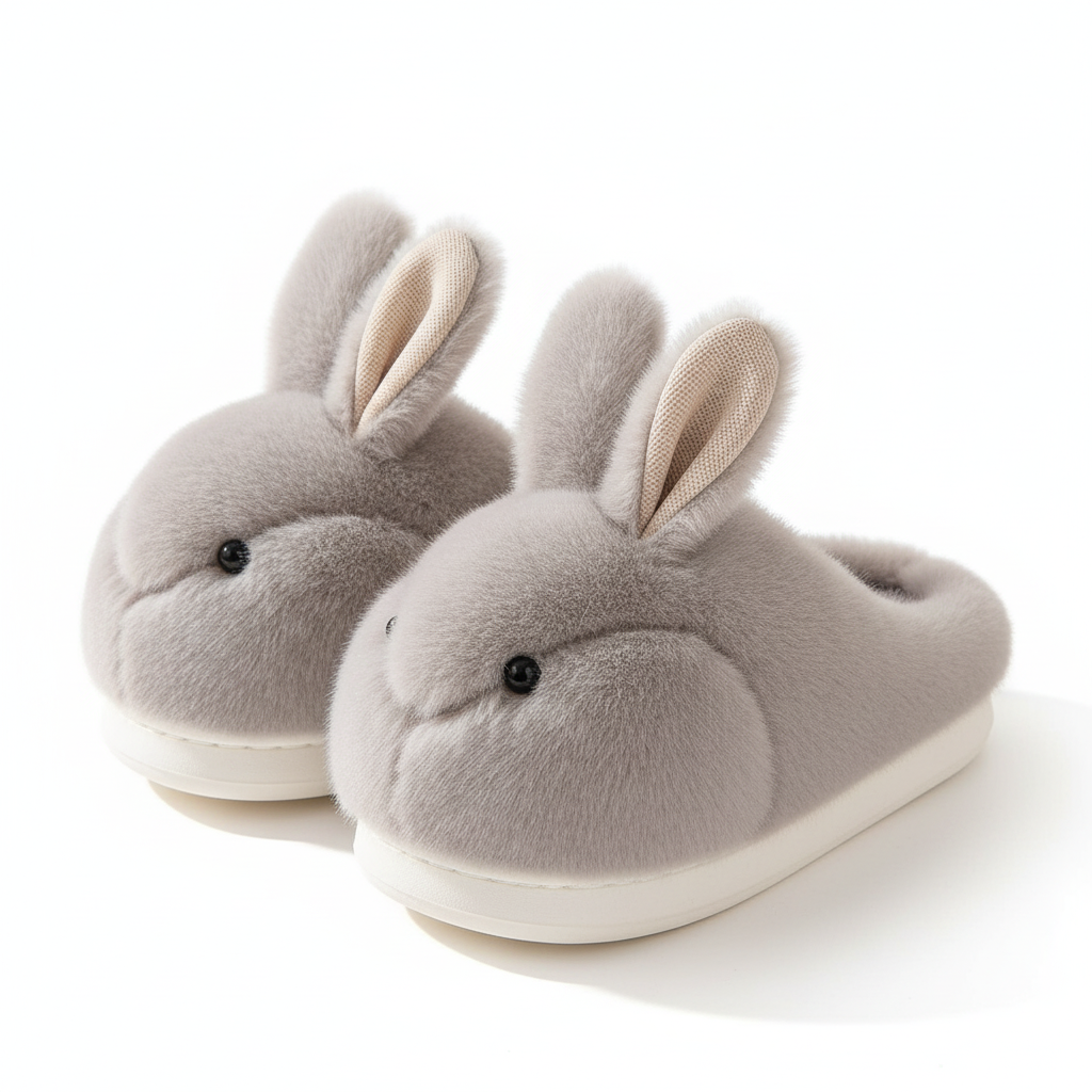 Fuzzy Bunny Slippers: Warm Plush Indoor Footwear for Winter – Hello ...