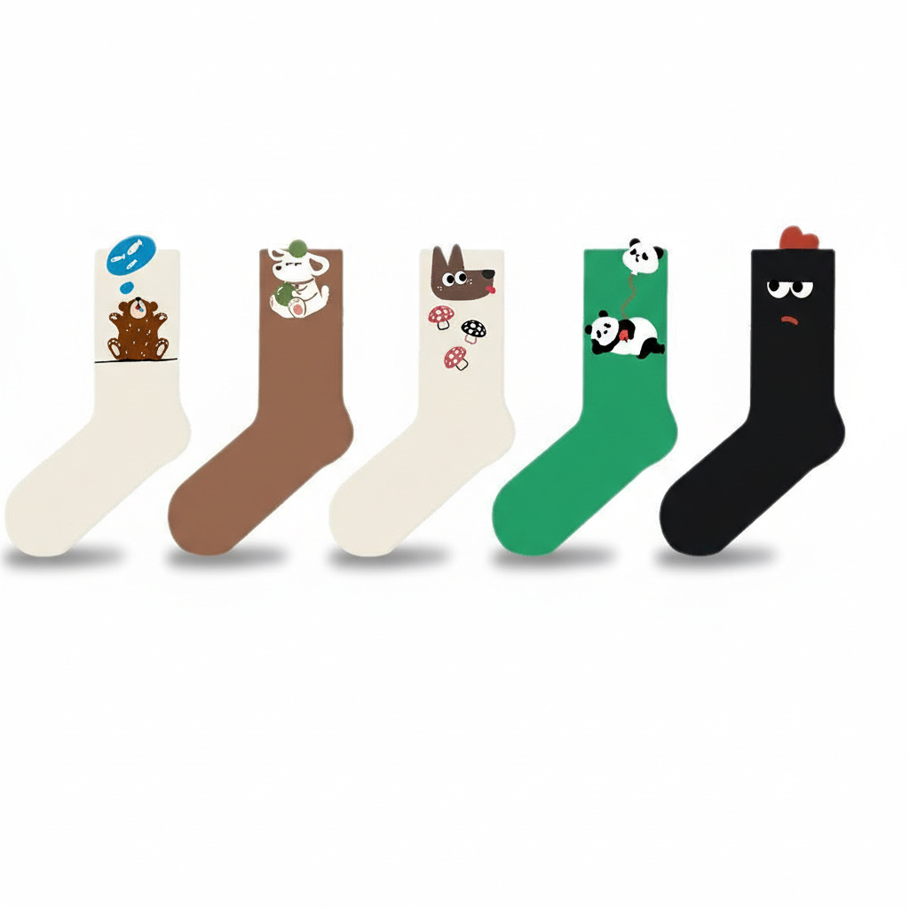 Women's Cartoon Animal Cotton Crew Socks - Soft & Fun Design – Hello ...