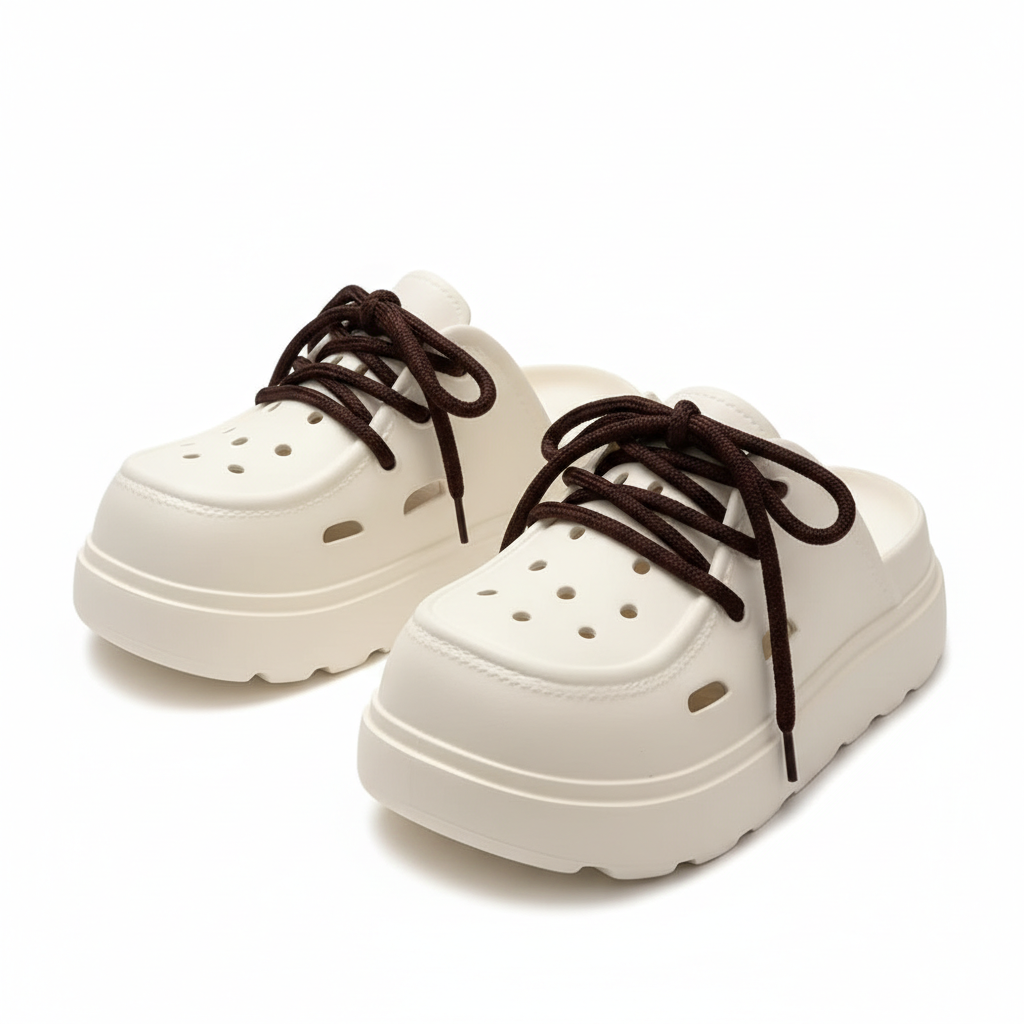 Chunky Lace-Up Platform Clogs - Trendy Summer Slides – Hello Slippers