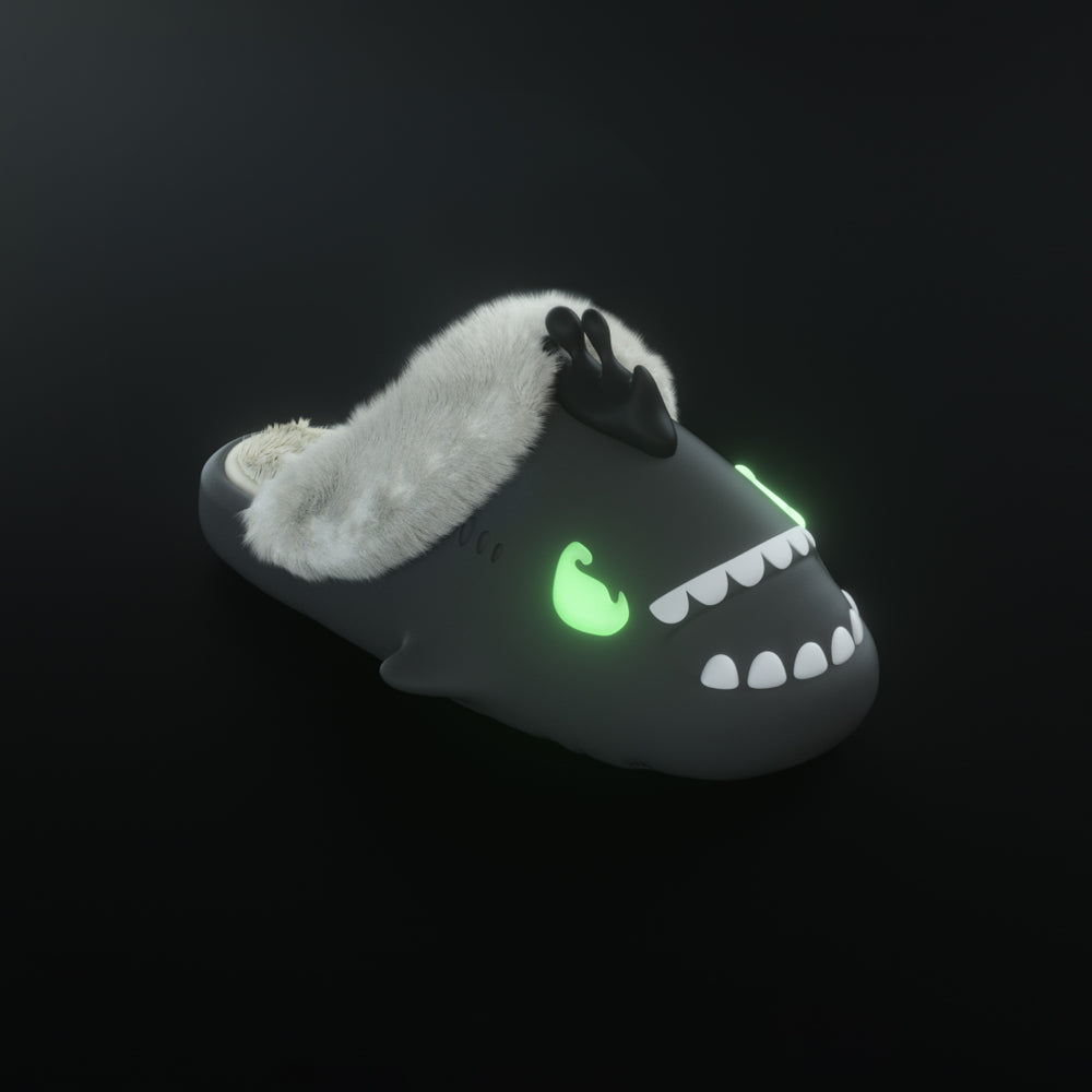 The Black Suit Open Heel Shark Slippers - Stylish Winter Comfort ...