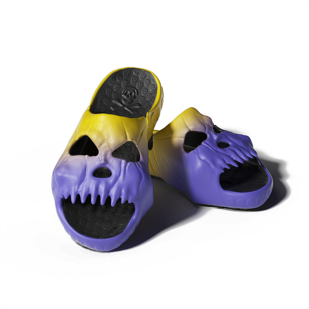Skull Slides - Purple and Yellow Gradient – Hello Slippers
