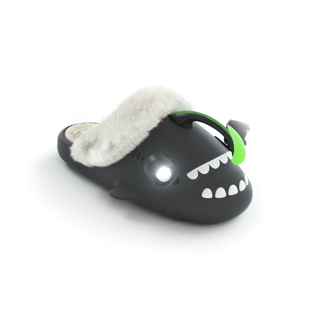 Anglerfish Flashlight Detachable Fluffy Shark Slippers | Sharkicks Pro ...